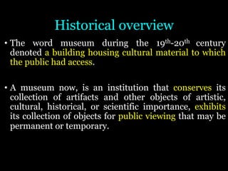 Definition, Aims and Scope of Museums | PDF