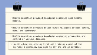Definition, Aims, Objectives and Importance of Health Education.pptx