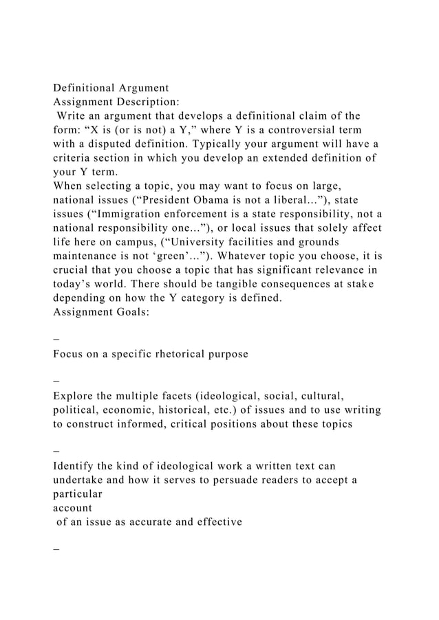 Definitional Argument Assignment Description Write an argumen.docx