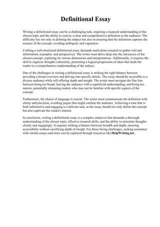 Definitional Essay. West Coast University | PDF