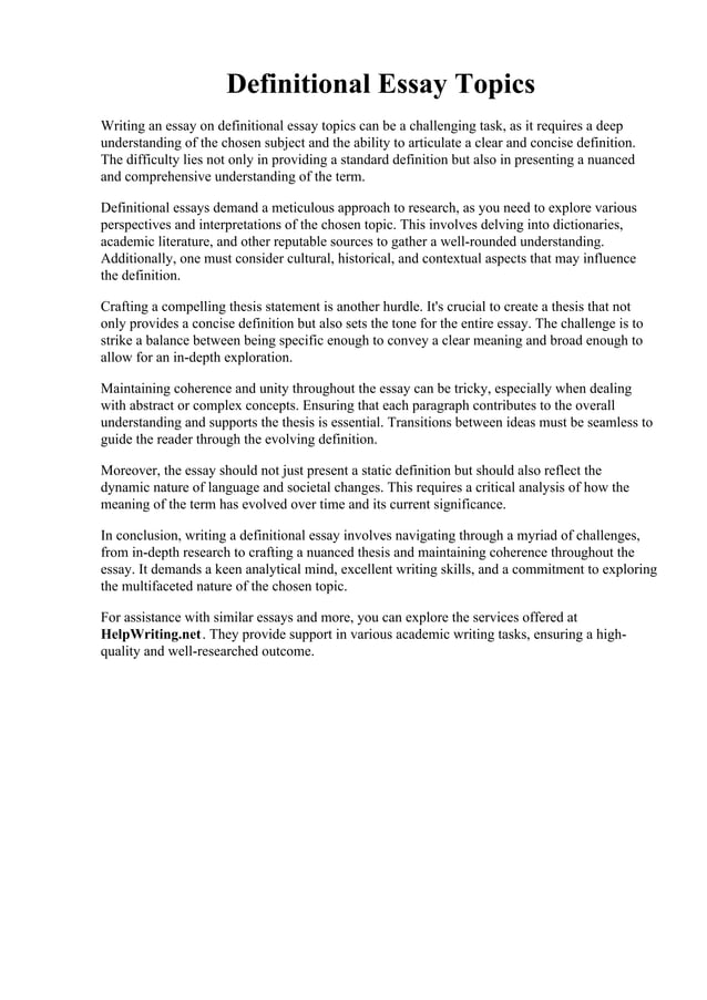Definitional Essay Topics | PDF