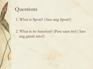 Definition and function of sports | PPT