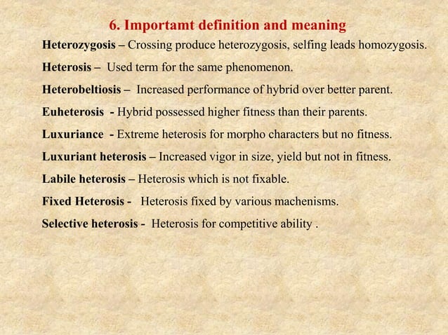 Definition and historical aspects of heterosis by Devendra kumar | PPTX