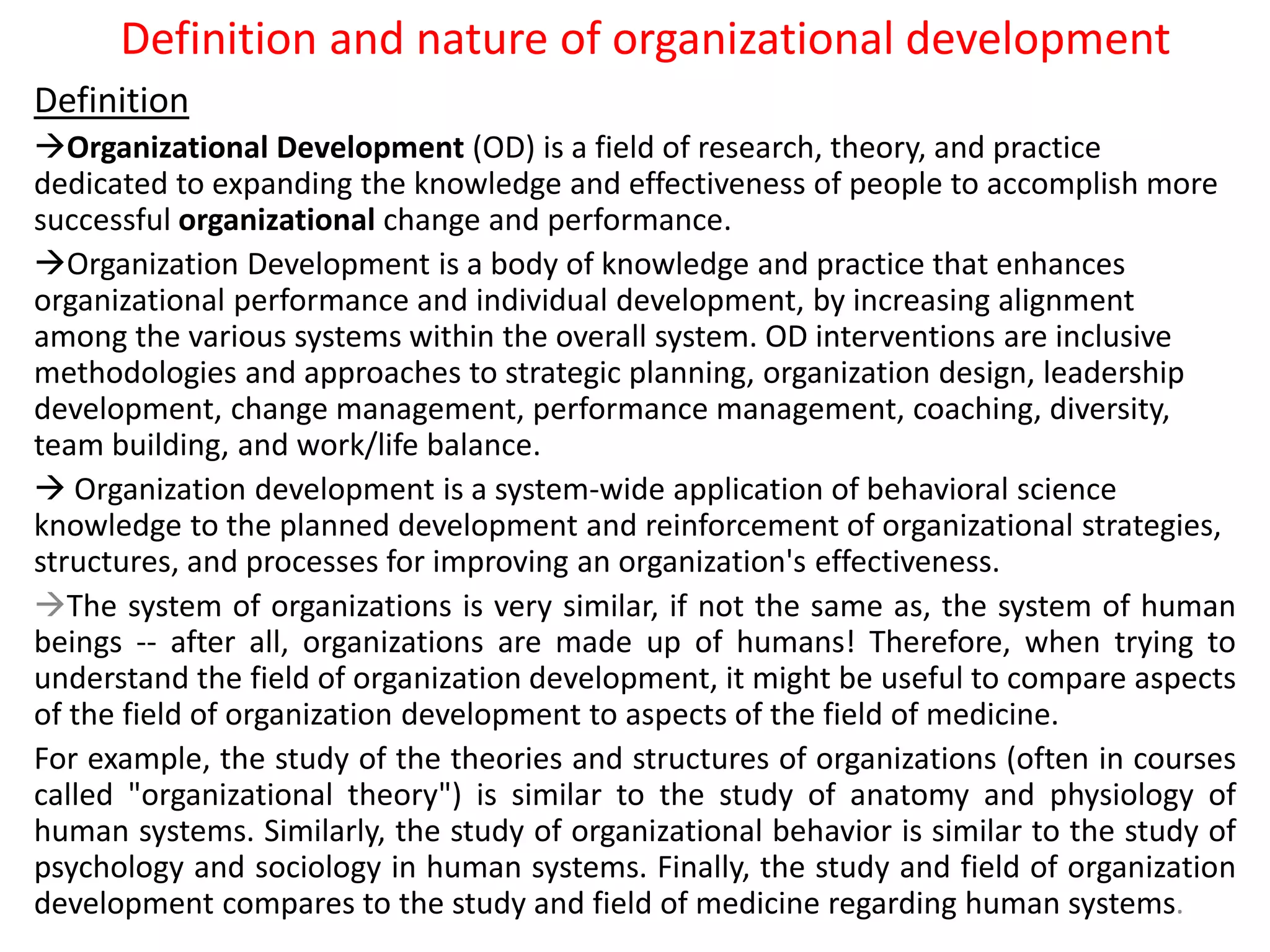 Definition and nature of organizational development | PPTX