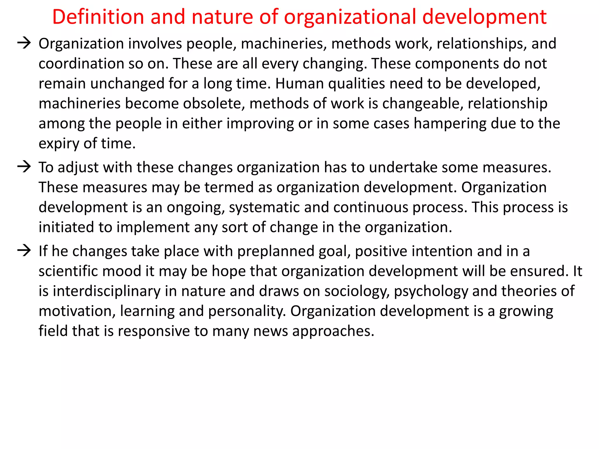 Definition and nature of organizational development | PPTX
