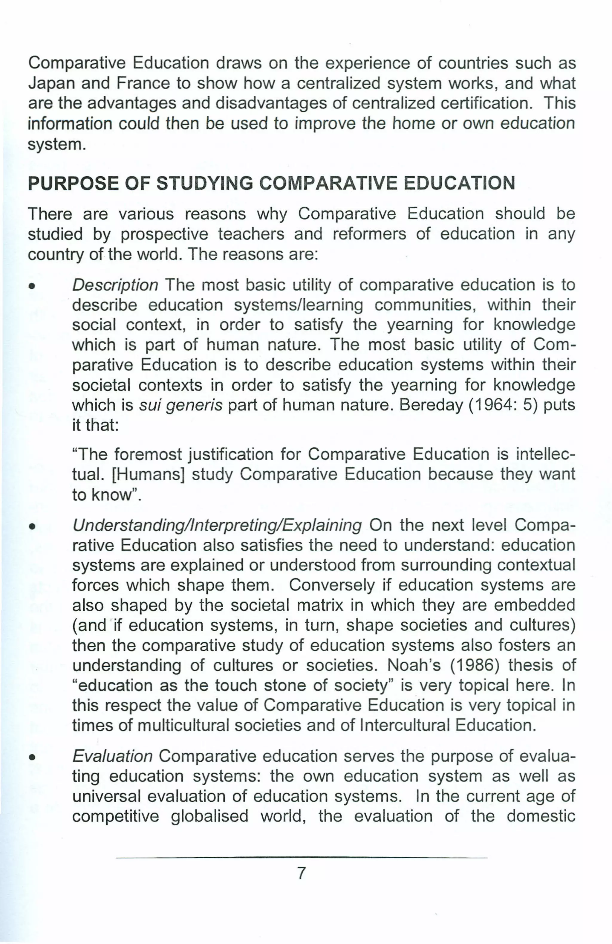Definition and purpose of comparative education. | PDF