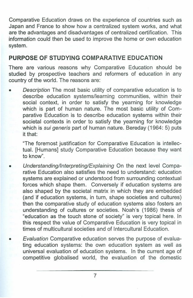 Definition and purpose of comparative education. | PDF | Education