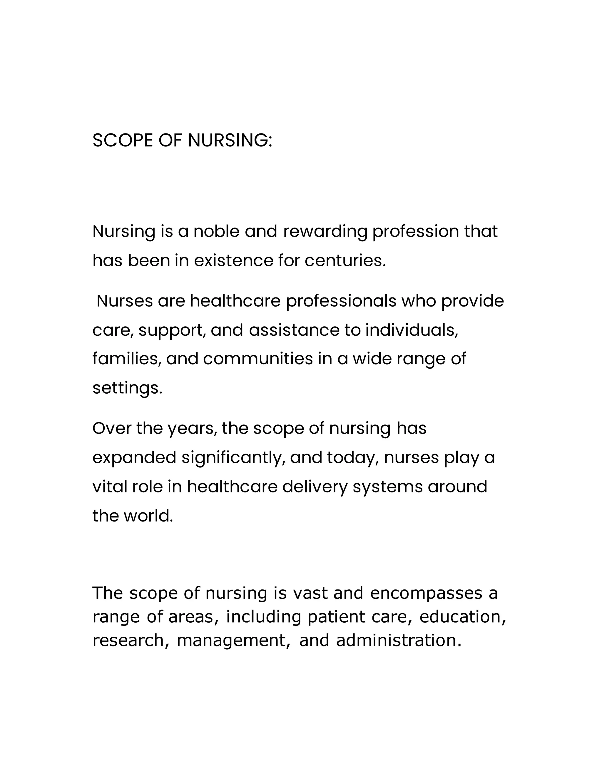 DEFINITION AND SCOPE OF NURSING | PDF
