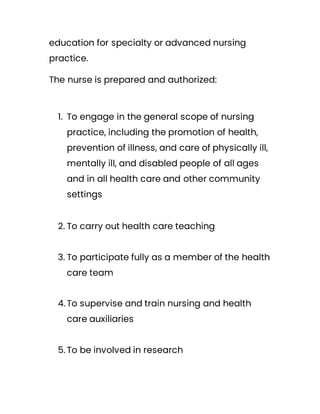 DEFINITION AND SCOPE OF NURSING | PDF