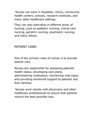 DEFINITION AND SCOPE OF NURSING | PDF