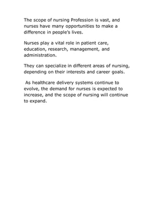 DEFINITION AND SCOPE OF NURSING | PDF