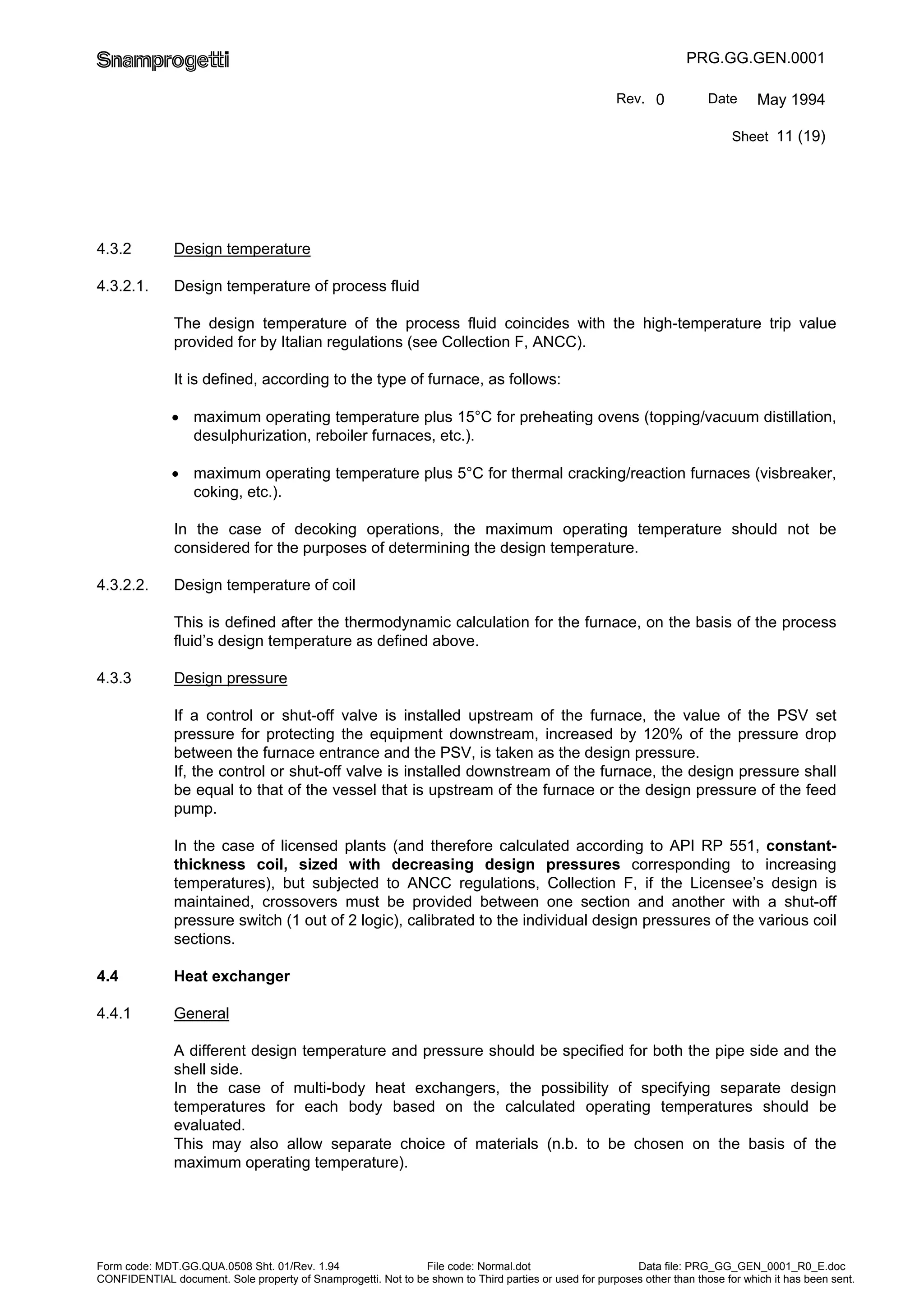 Definition and selection of design temperature and pressure prg.gg.gen.0001