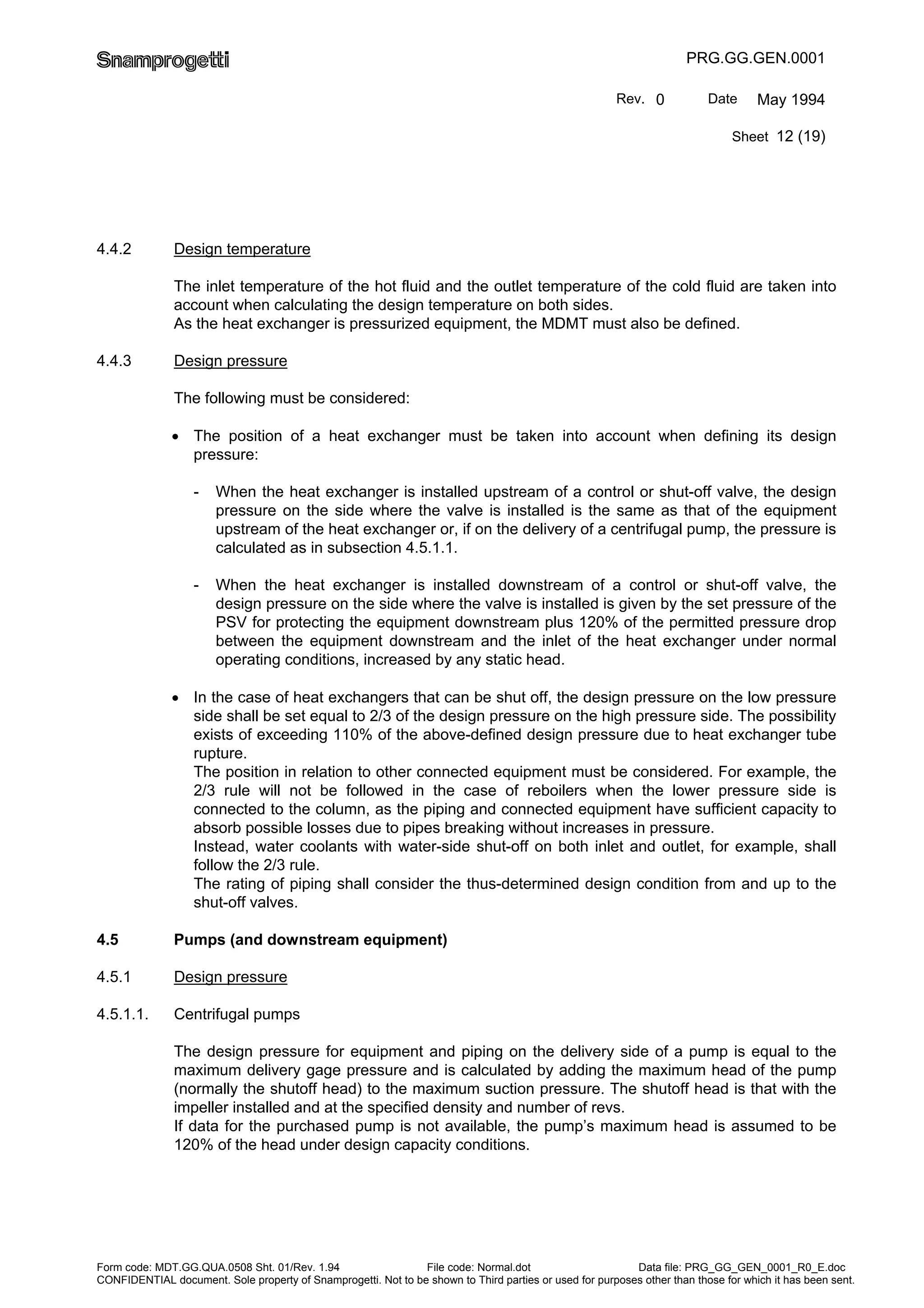 Definition and selection of design temperature and pressure prg.gg.gen.0001