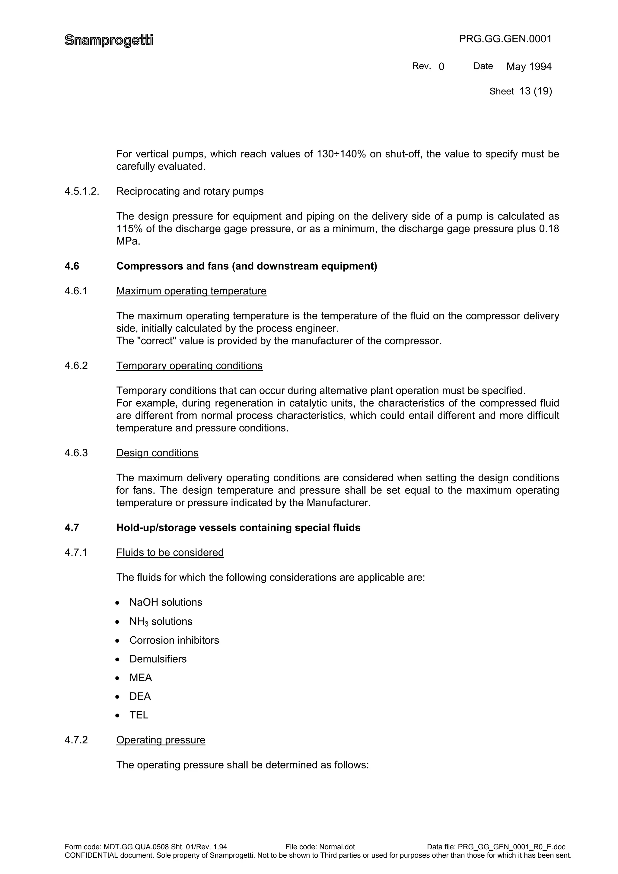 Definition and selection of design temperature and pressure prg.gg.gen.0001