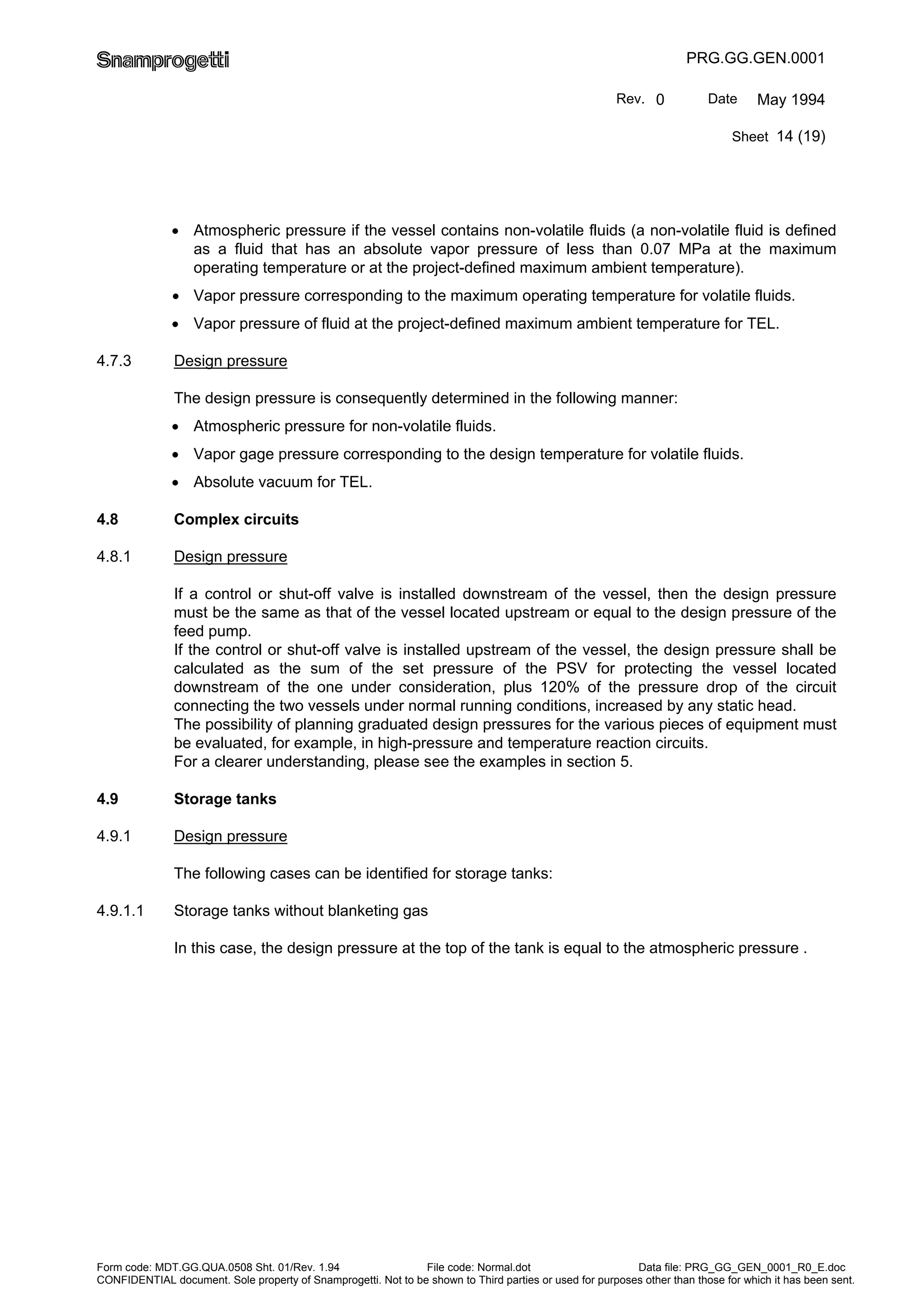 Definition and selection of design temperature and pressure prg.gg.gen.0001