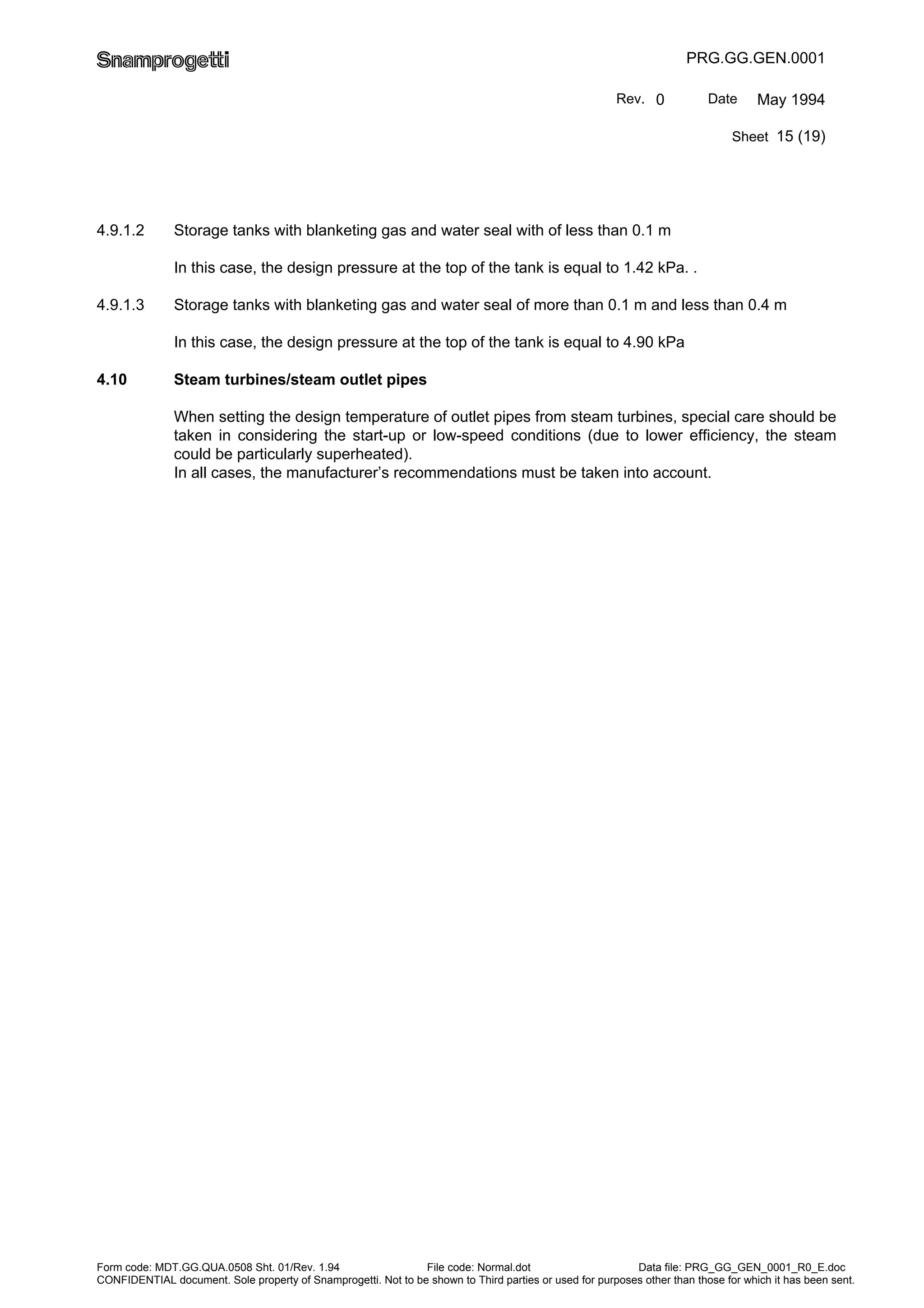 Definition and selection of design temperature and pressure prg.gg.gen.0001
