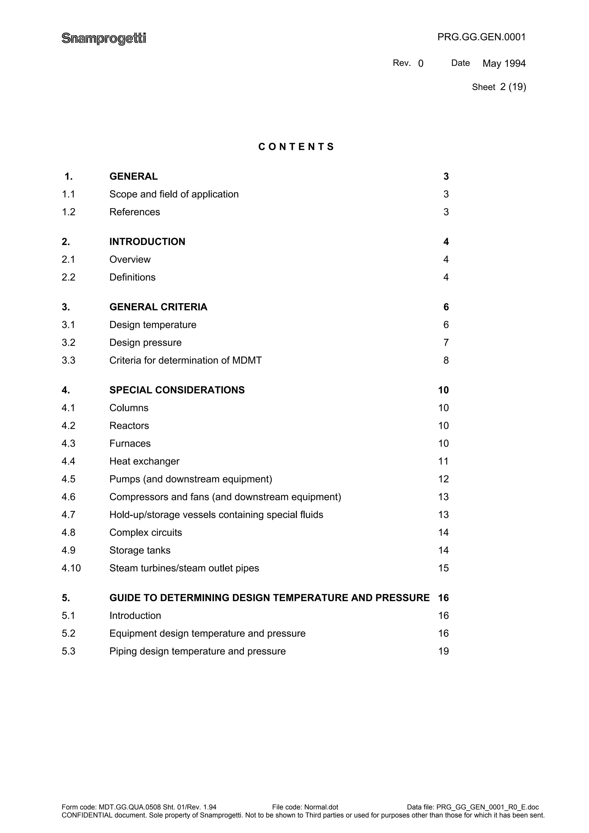 Definition and selection of design temperature and pressure prg.gg.gen.0001