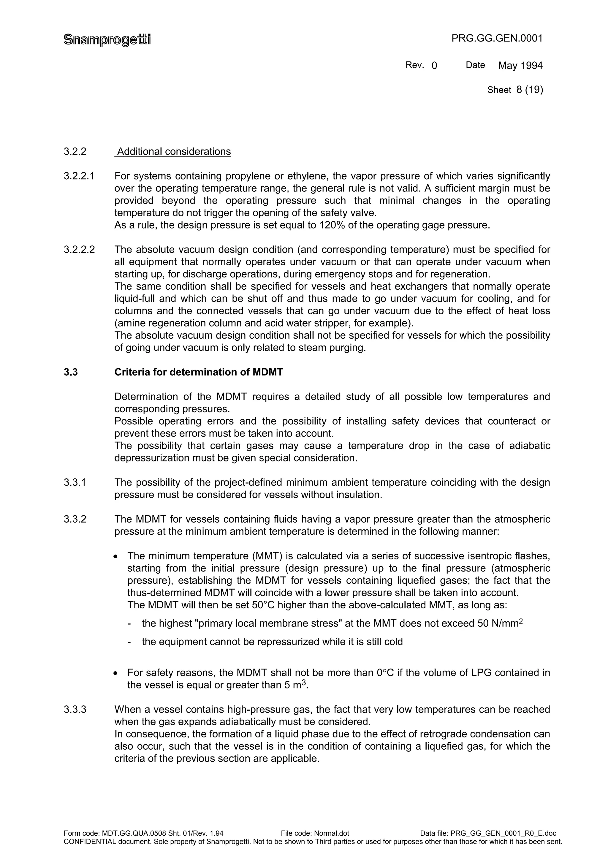 Definition and selection of design temperature and pressure prg.gg.gen.0001