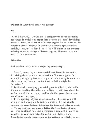 Definition Argument Essay AssignmentGoal Write a 1,500.docx