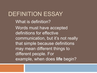 Definition essay | PPT