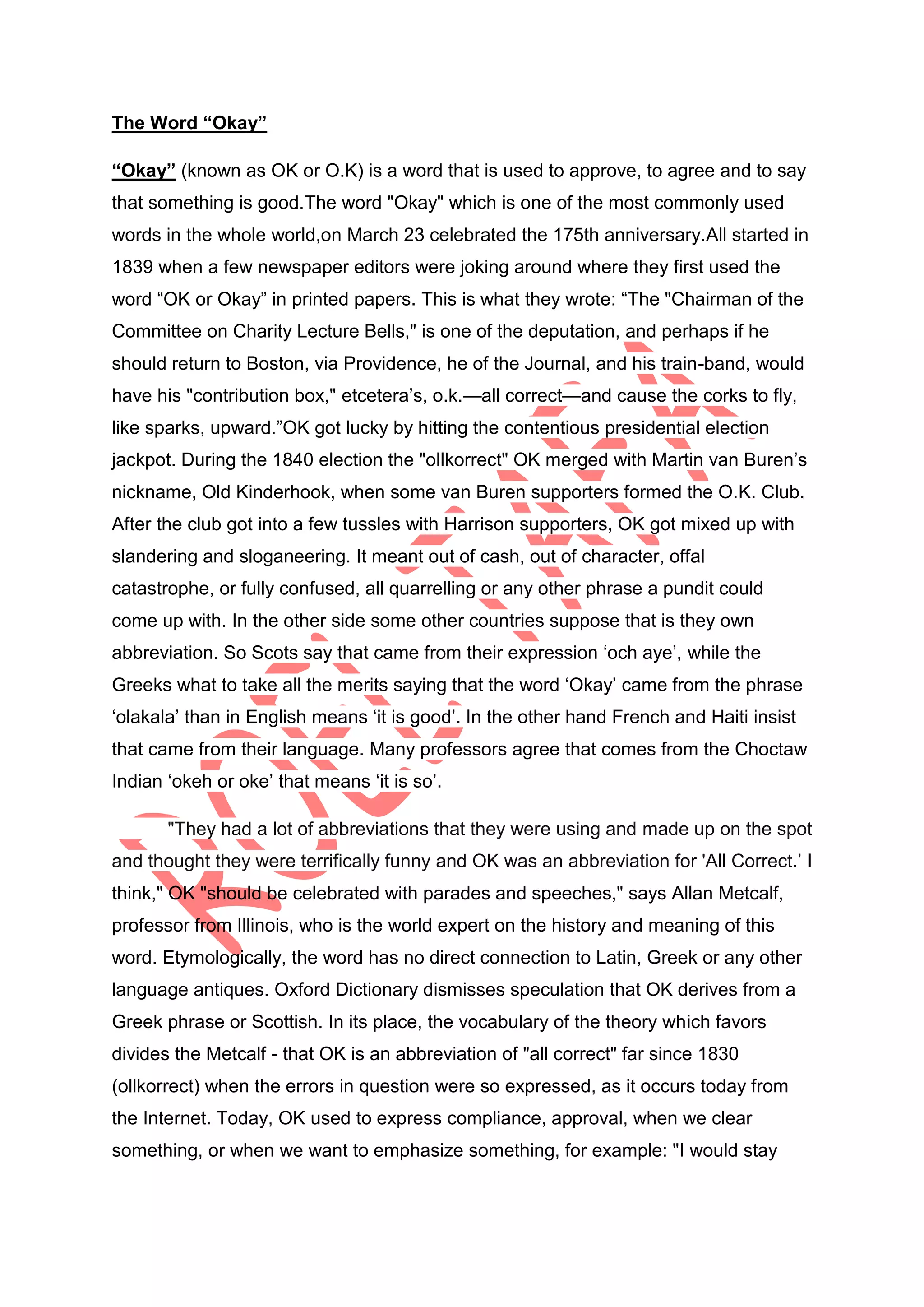 Definition essay- Word: Okay | PDF