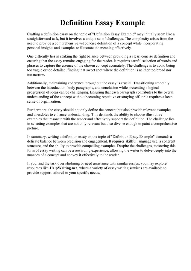 Definition Essay Example. Definition Essay - A Complete Guide and ...