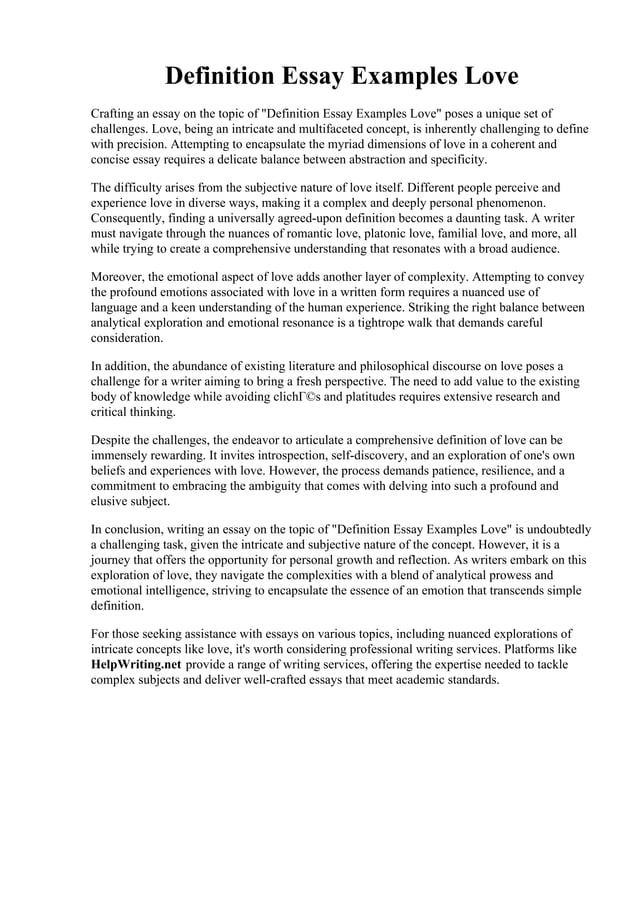 Definition Essay Examples Love | PDF | Parenting Teens | Parenting