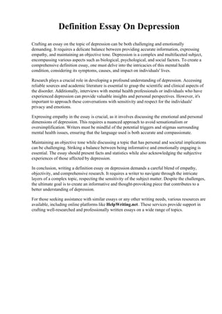 Definition Essay On Depression.pdf