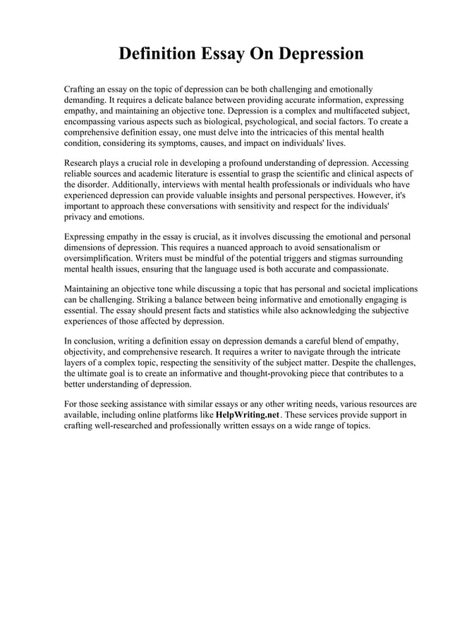 Definition Essay On Depression.pdf