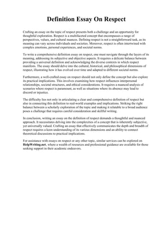 Definition Essay On Respect. American Graduate University | PDF