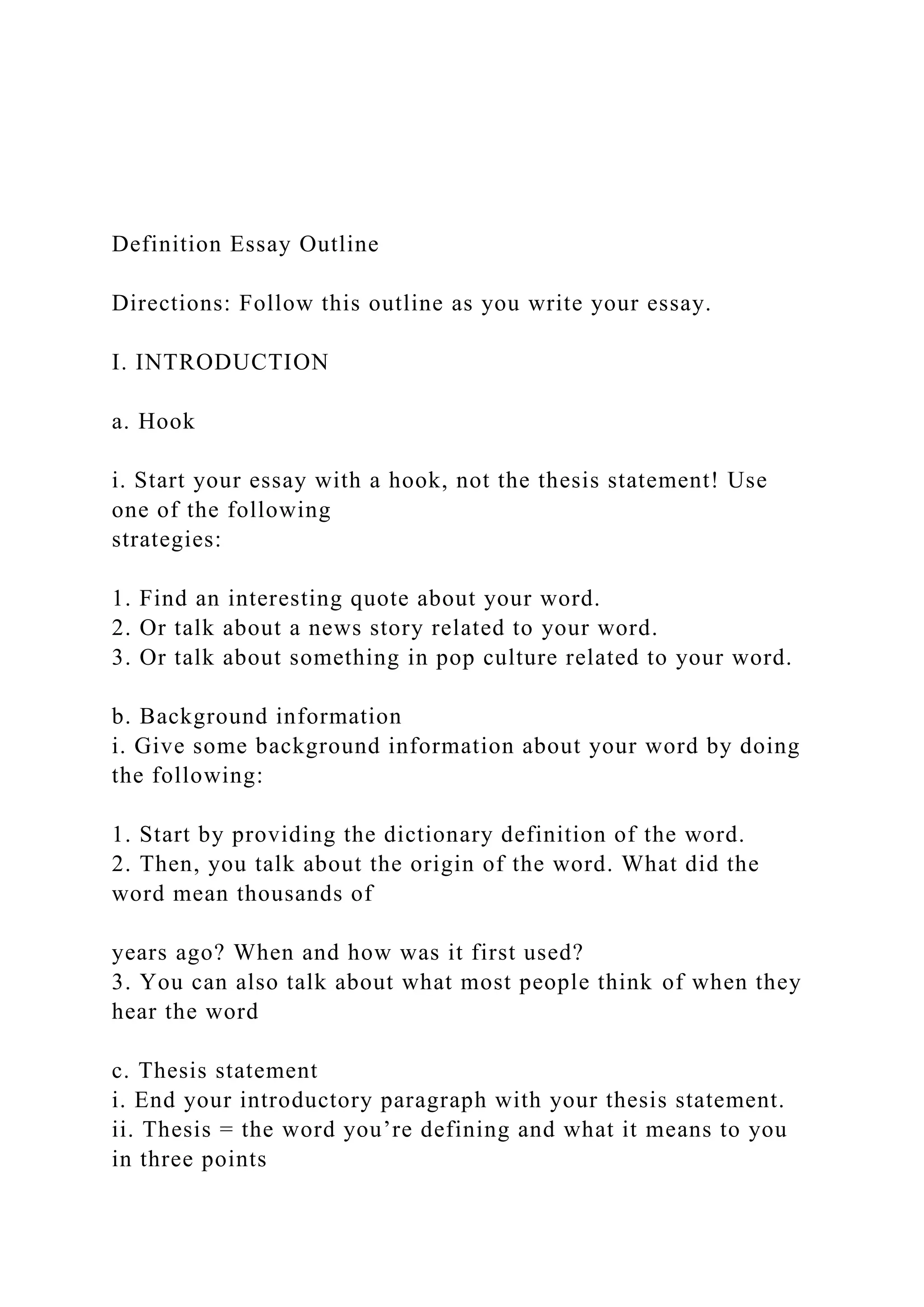 Definition Essay Outline Directions Follow this outline a.docx