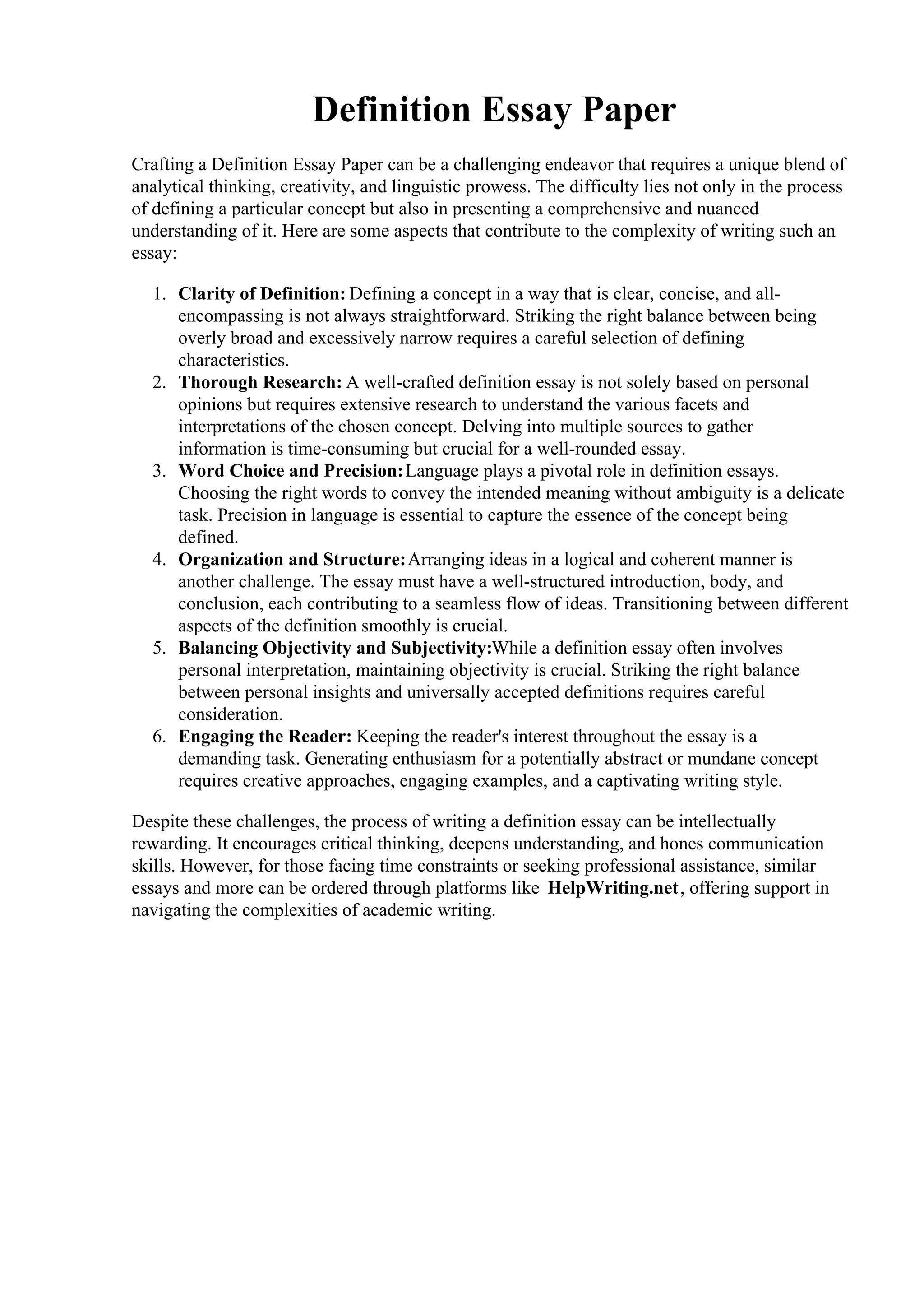 Definition Essay Paper. Essay Help Format; Basic Essay Format | PDF