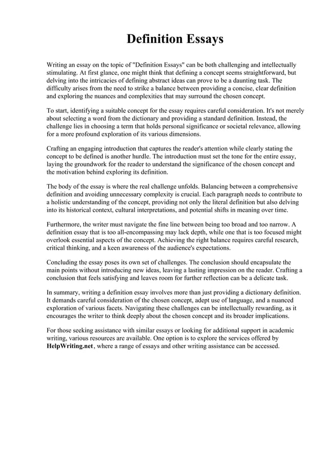 Definition Essays.pdf | Homework and Study | Education