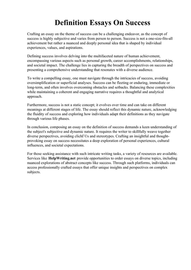 Definition Essays On Success | PDF