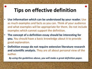Definition essay tips | PPTX