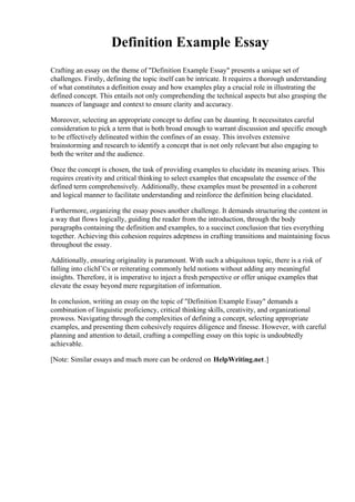 Definition Example Essay.pdf | Homework and Study | Education