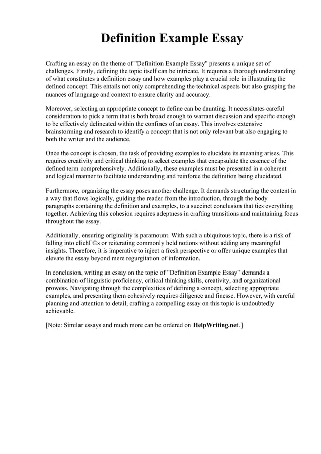 Definition Example Essay.pdf | Homework and Study | Education
