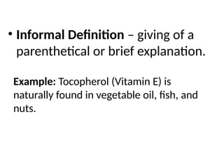 Definition, Clarification and Explication in EAPP | PPTX