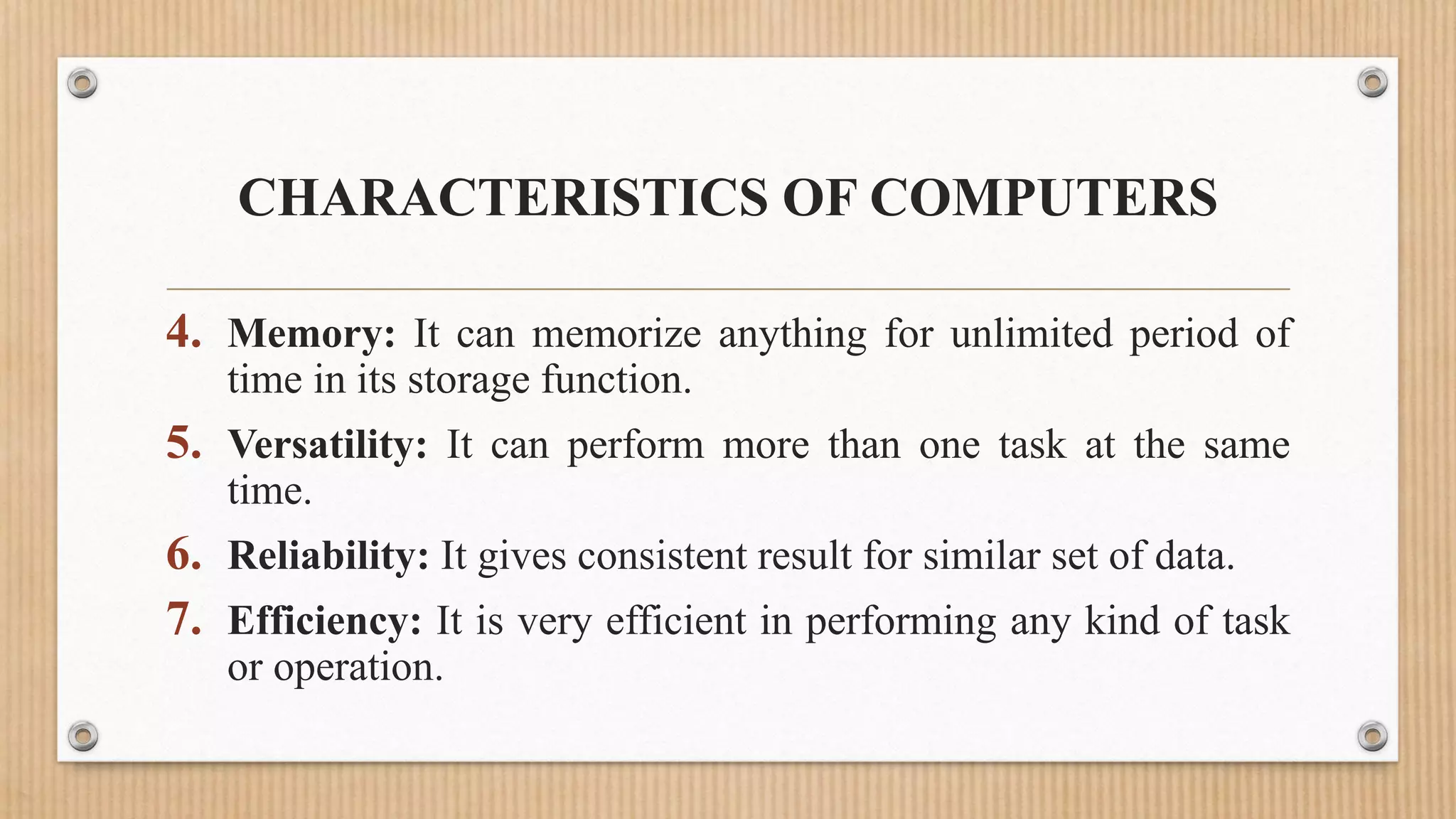 Definition, functions and characteristics of computer & computer ...