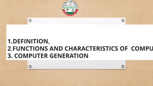 Definition, functions and characteristics of computer & computer ...