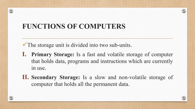 Definition, functions and characteristics of computer & computer ...