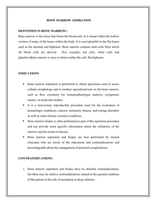 BONE MARROW ASPIRATION INDICATIONS ANDPROCEDURE | PDF