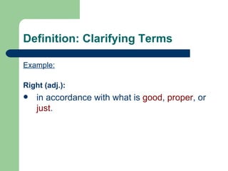 Definition: Clarifying Terms | PPT