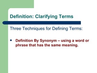 Definition: Clarifying Terms | PPT