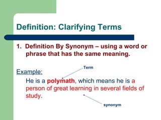Definition: Clarifying Terms | PPT