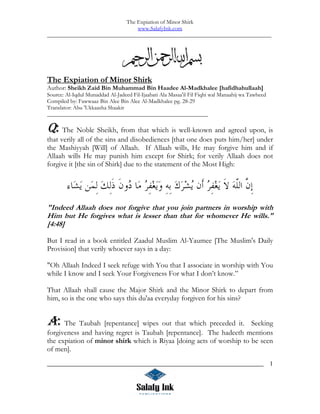 Definition Minor Shirk | PDF