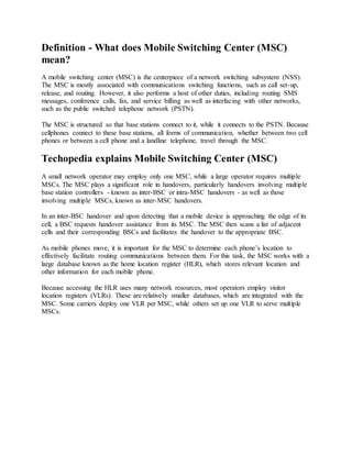 Definition msc | DOCX | Smartphones | Consumer Electronics