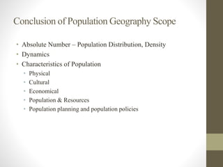 Definition, nature and scope of population geography | PPTX