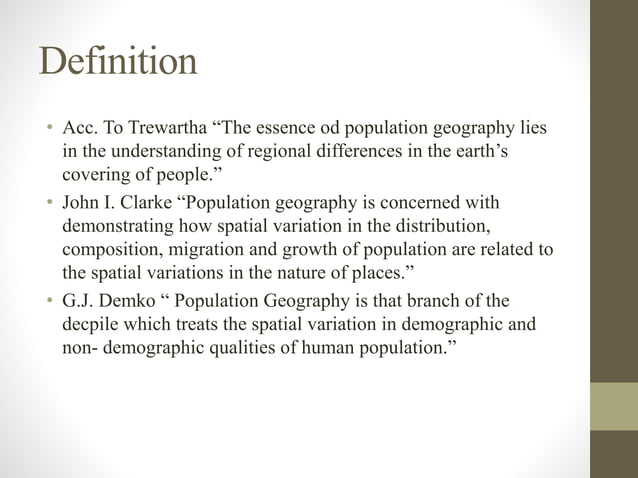 Definition, nature and scope of population geography | PPTX | Geography ...