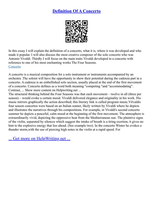 Definition Of A Concerto | PDF | Musicals | Genres